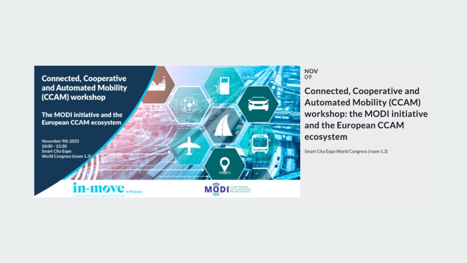 Connected, Cooperative and Automated Mobility (CCAM) workshop with MODI project - CCAM