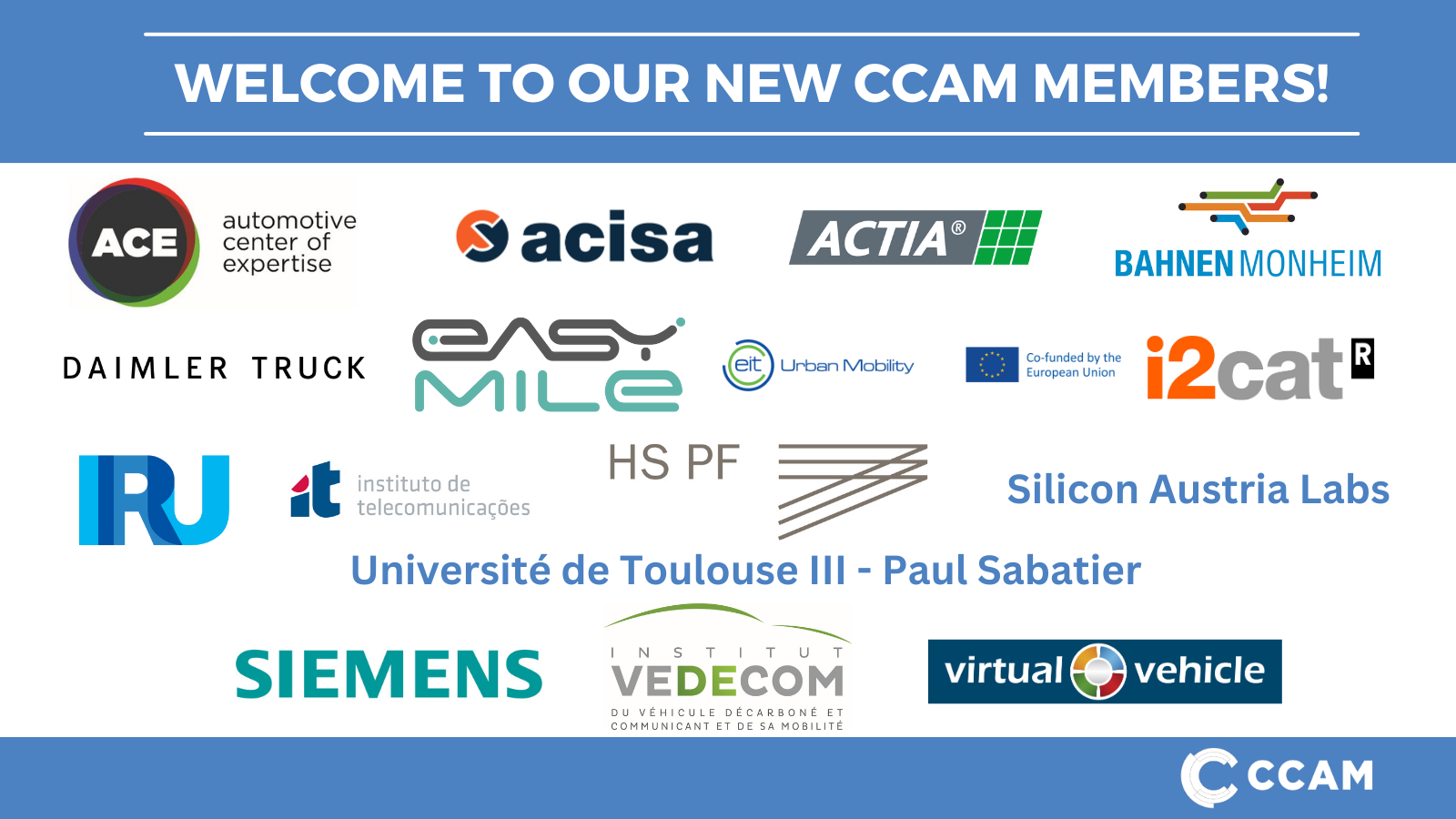 Ccam Partnership Latest New Members And Updated Sria Version Connected Automated Driving